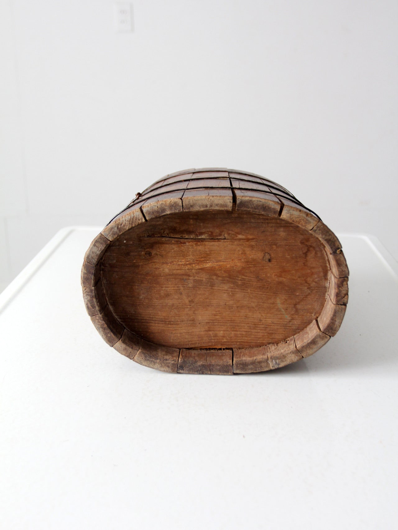 antique primitive wood stave cask pail – 86 Vintage