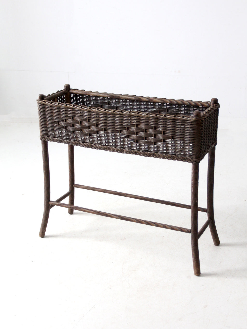 antique woven wicker planter stand – 86 Vintage