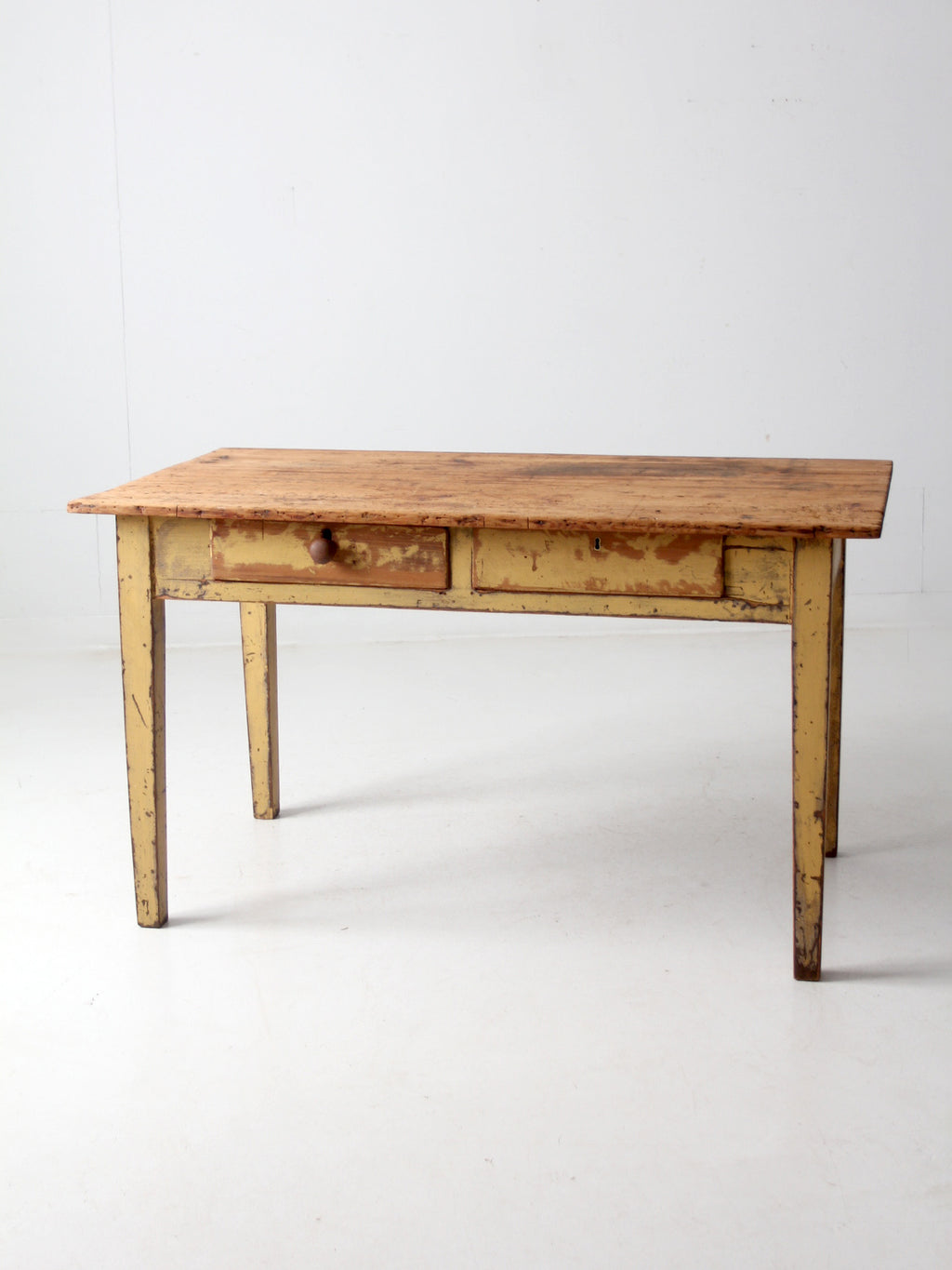 antique farmhouse table with drawers – 86 Vintage