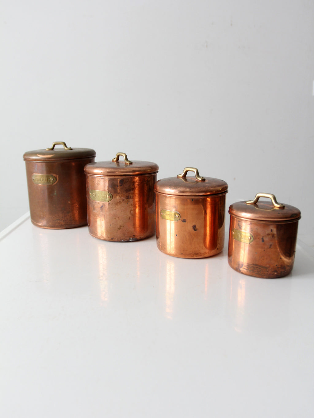vintage copper kitchen canisters set of 4 – 86 Vintage