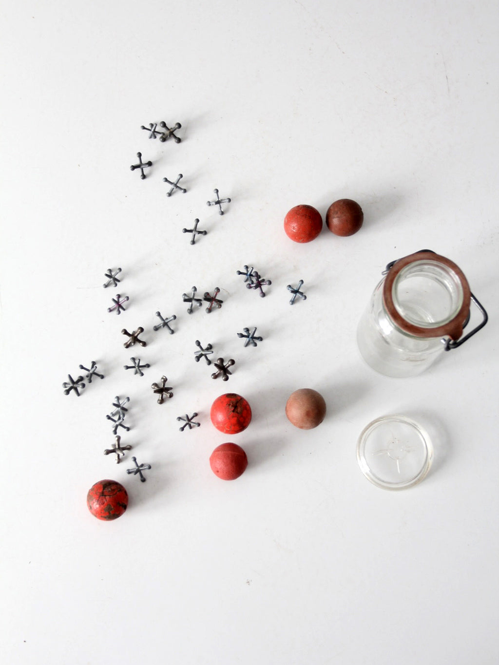 vintage jacks set in glass bail-lid jar – 86 Vintage