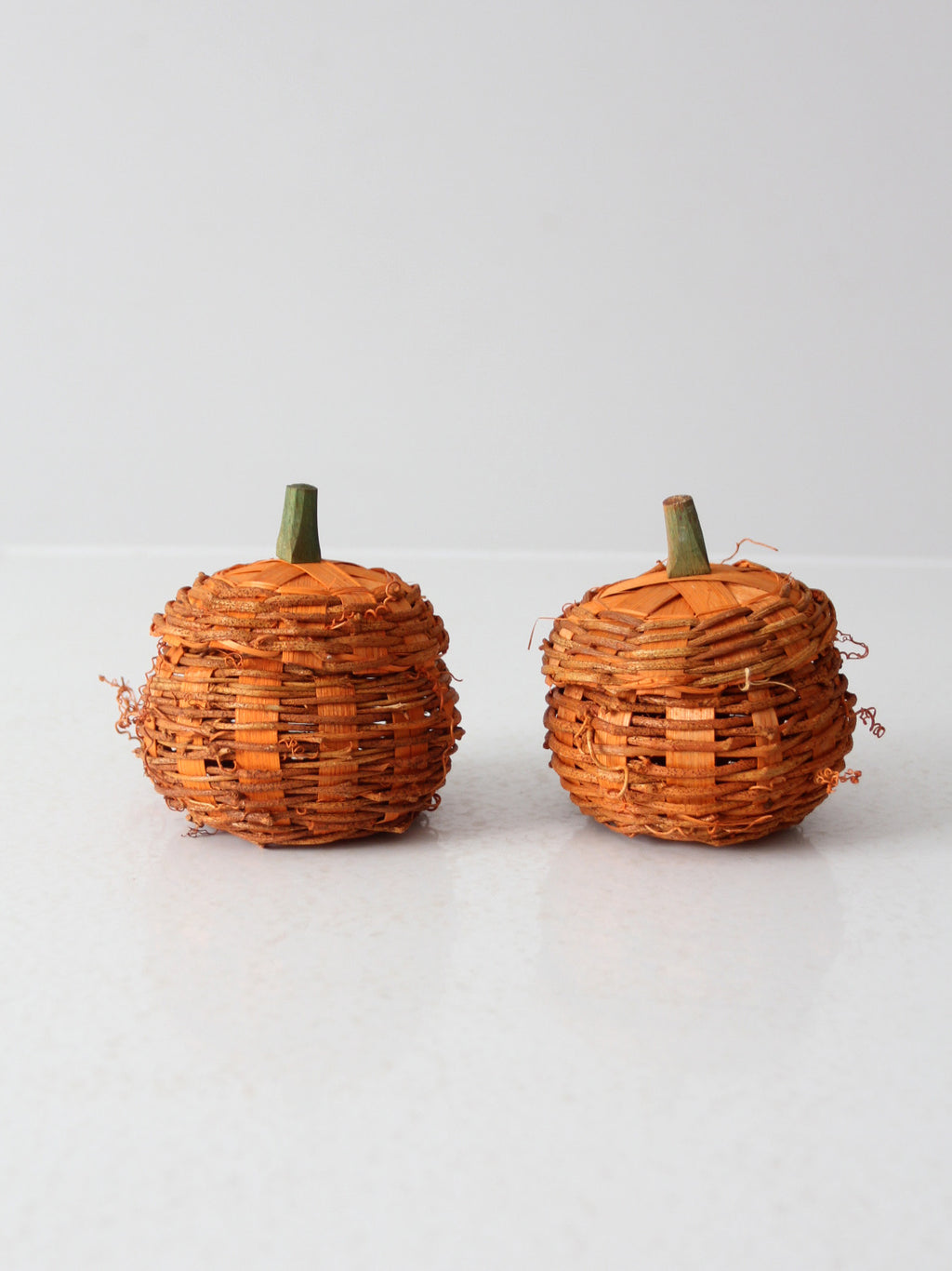 vintage woven pumpkin baskets pair – 86 Vintage