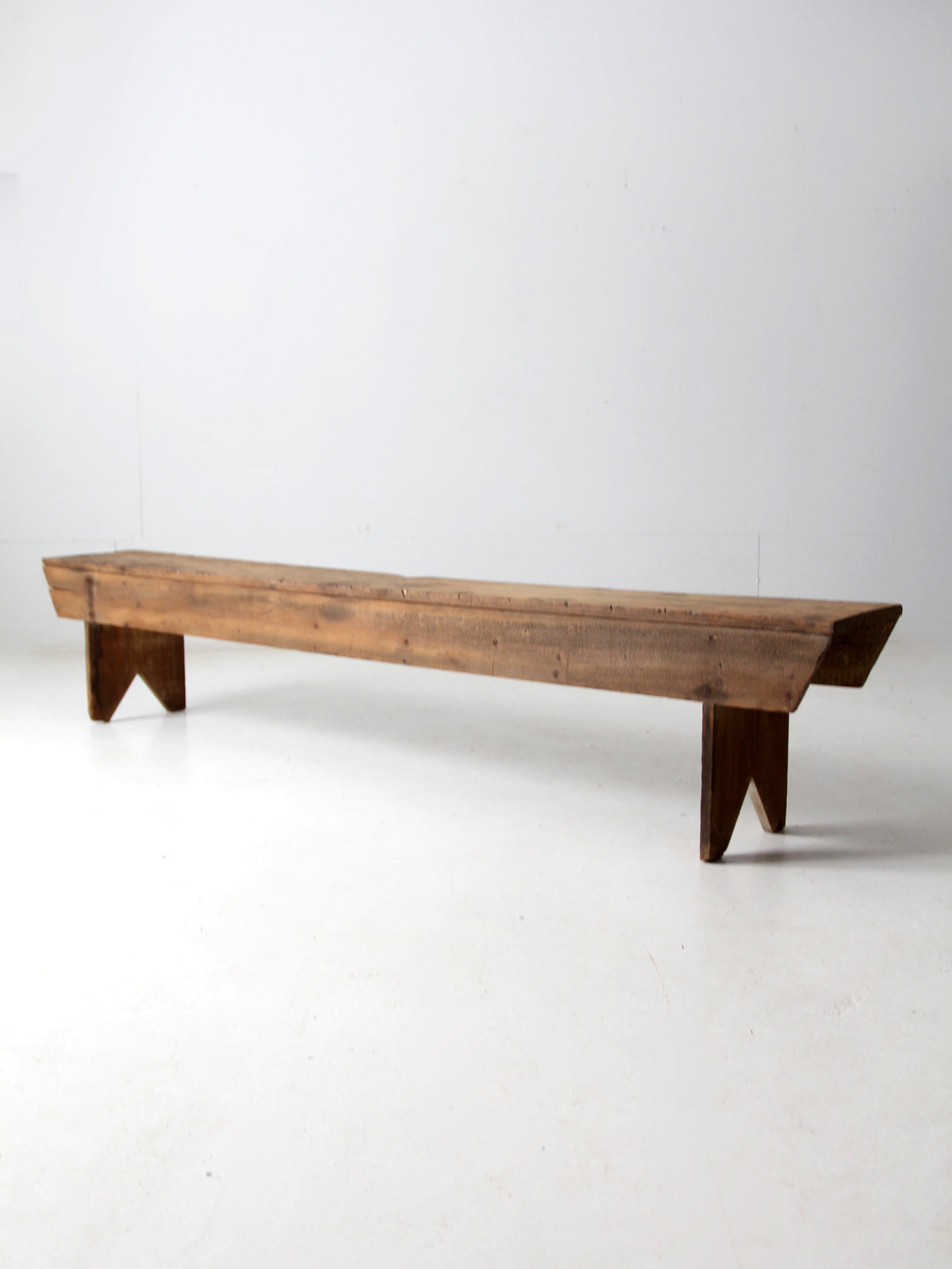 antique primitive wood bench 7ft – 86 Vintage