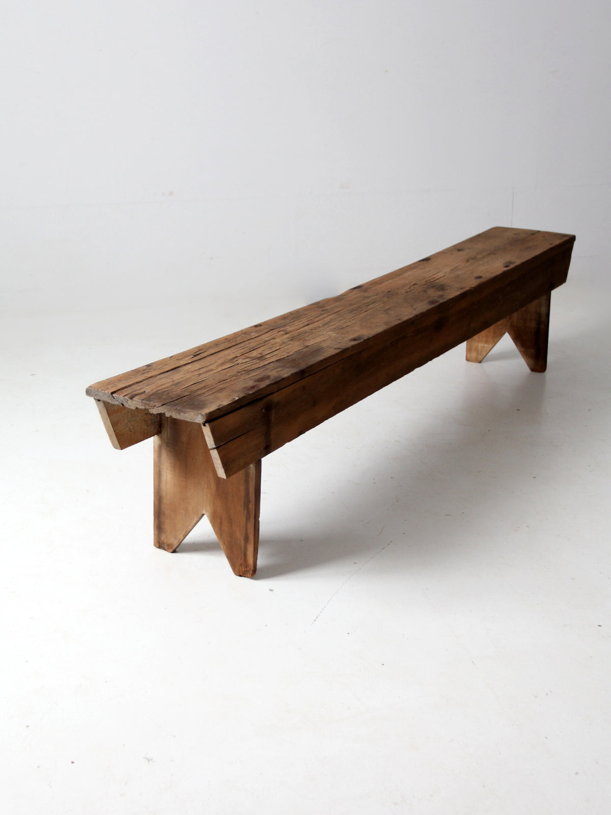 antique primitive wood bench 7ft – 86 Vintage