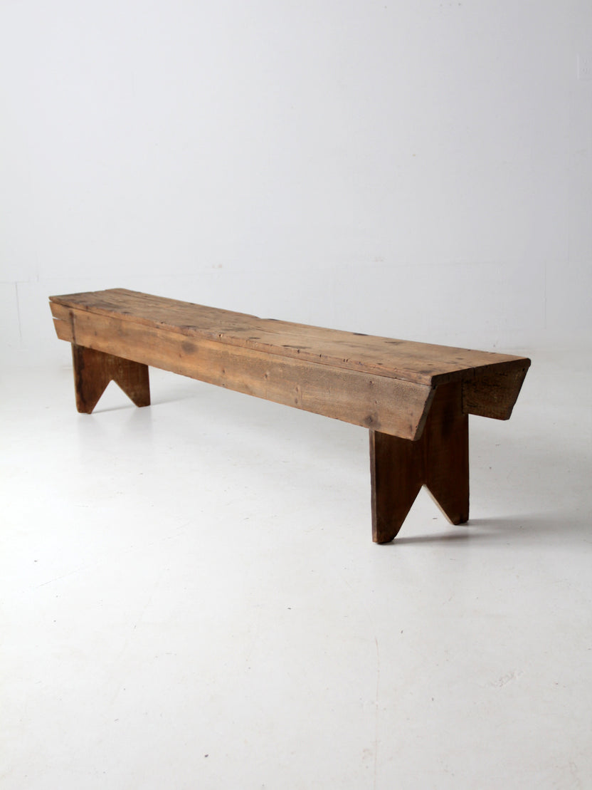 antique primitive wood bench 7ft – 86 Vintage