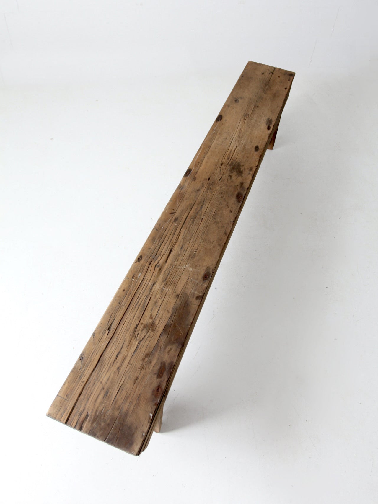 antique primitive wood bench 7ft – 86 Vintage