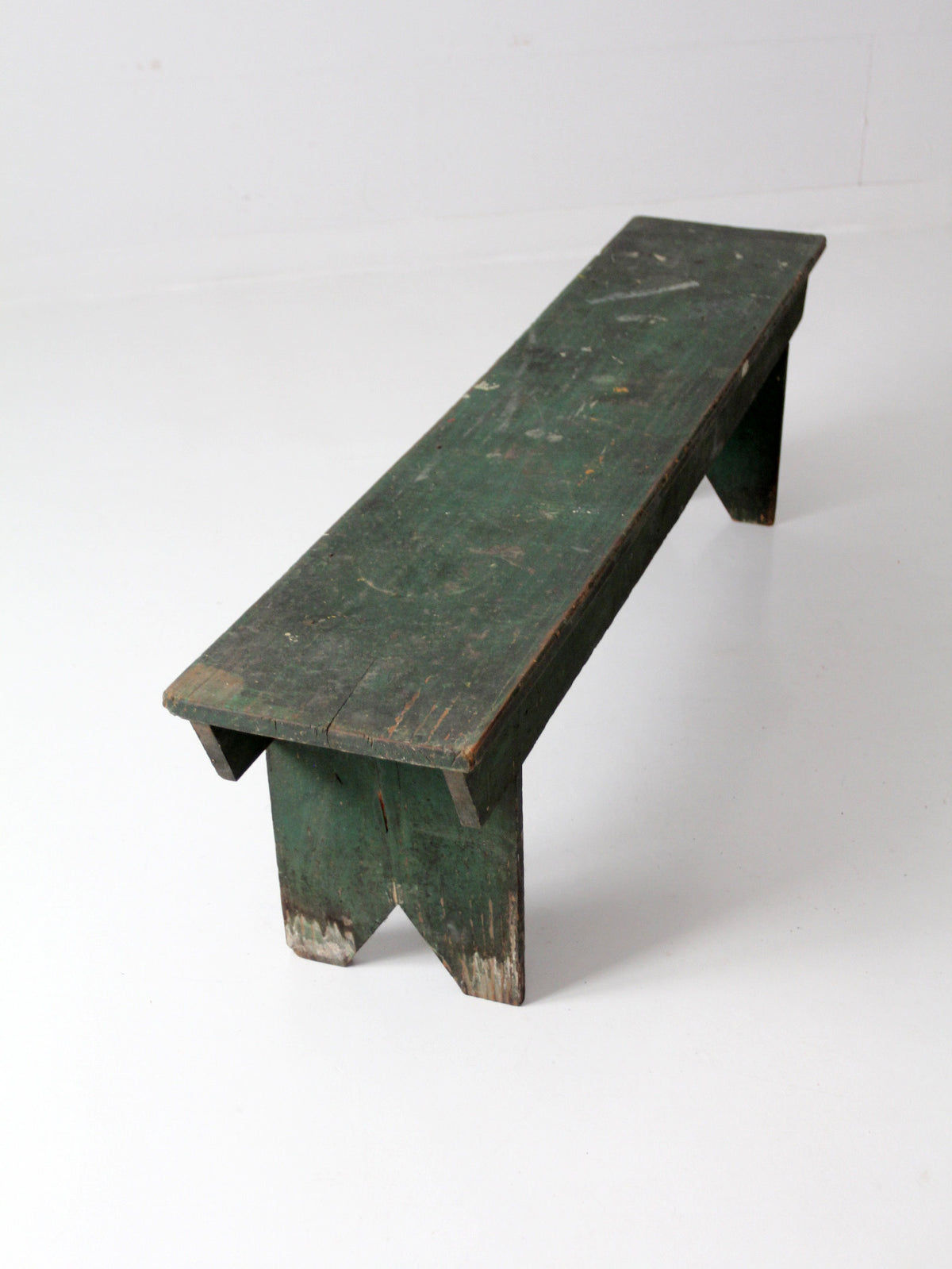 antique primitive green farmhouse bench – 86 Vintage