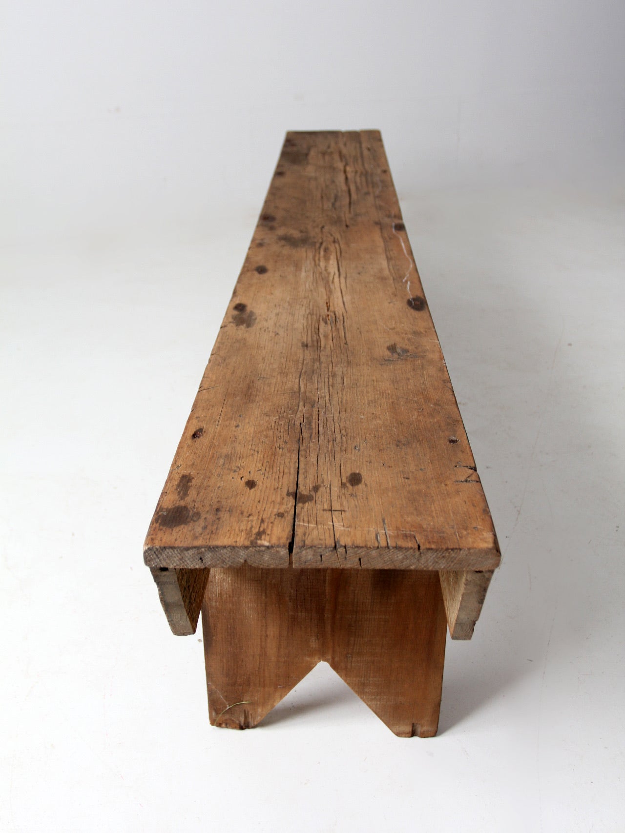 antique primitive wood bench 7ft – 86 Vintage