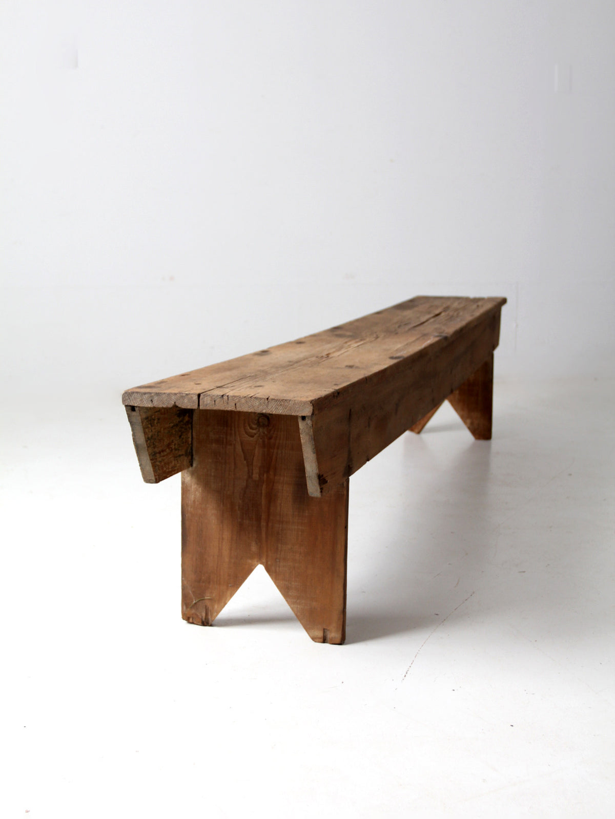 antique primitive wood bench 7ft – 86 Vintage