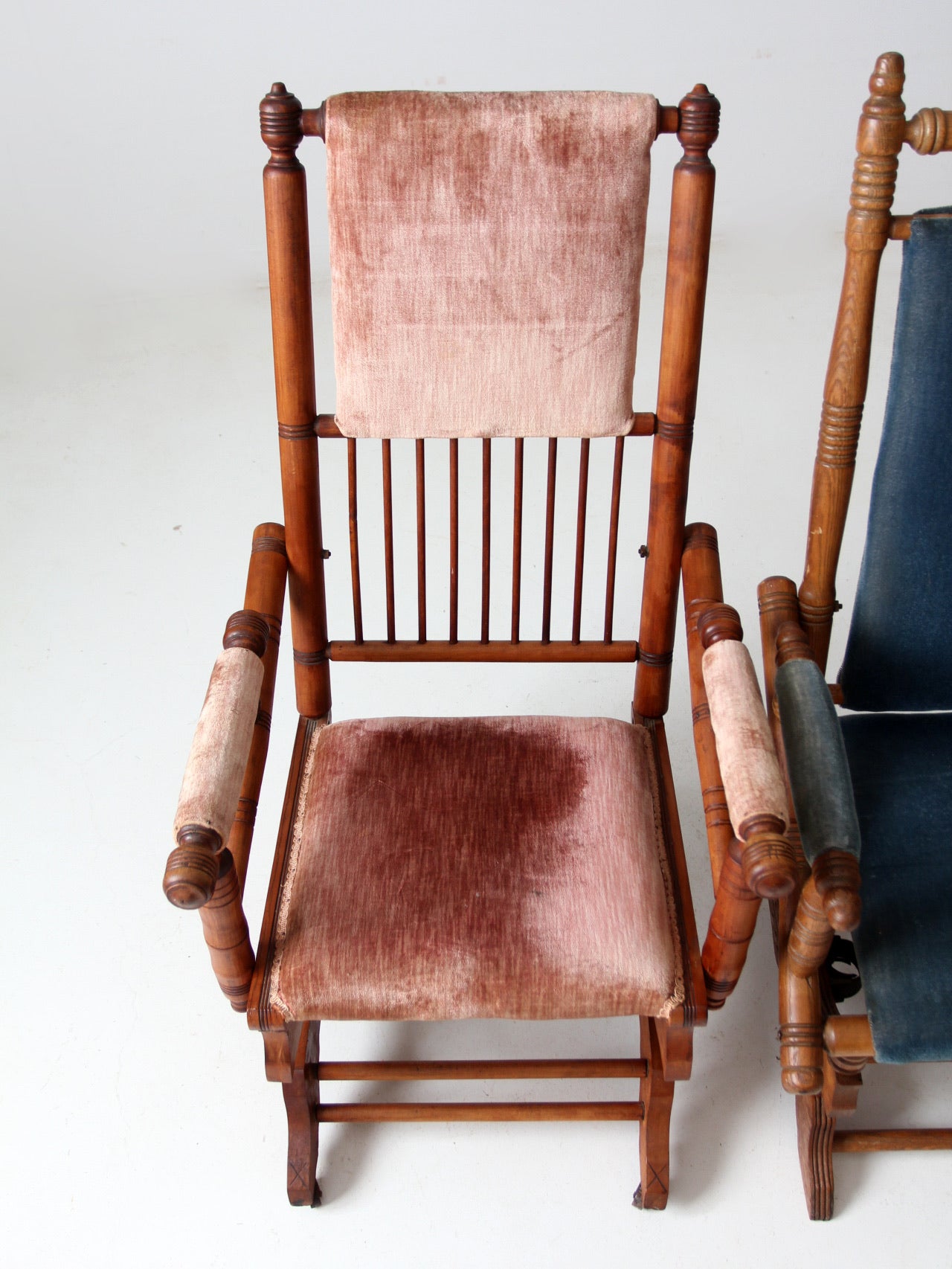 antique Victorian platform rocking chairs pair – 86 Vintage