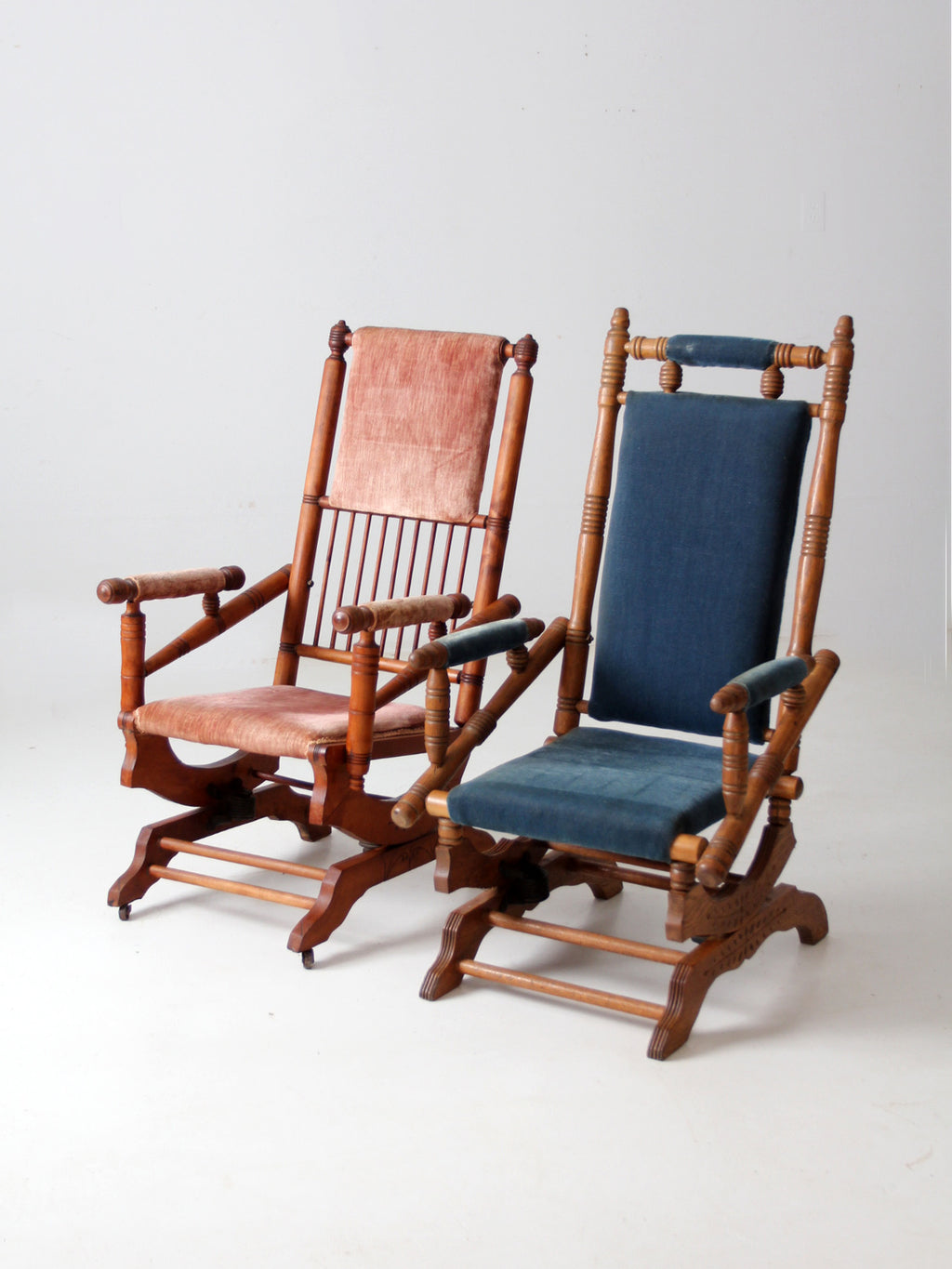 antique Victorian platform rocking chairs pair – 86 Vintage