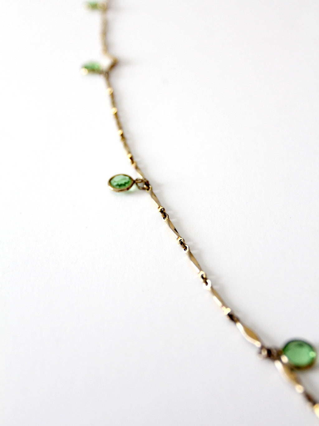 vintage gold link chain with pale green stones – 86 Vintage