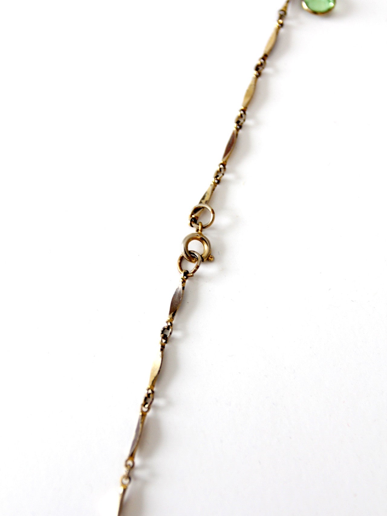 vintage gold link chain with pale green stones – 86 Vintage