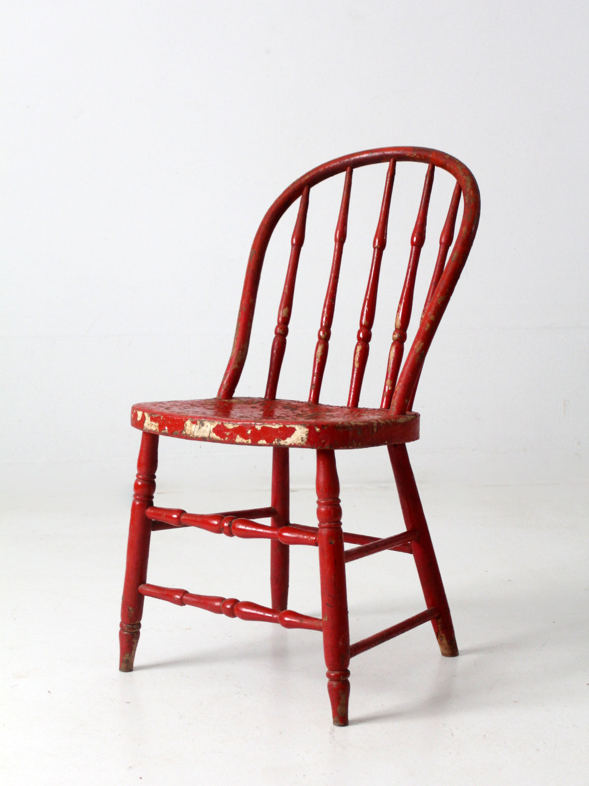 antique red spindle back chair – 86 Vintage