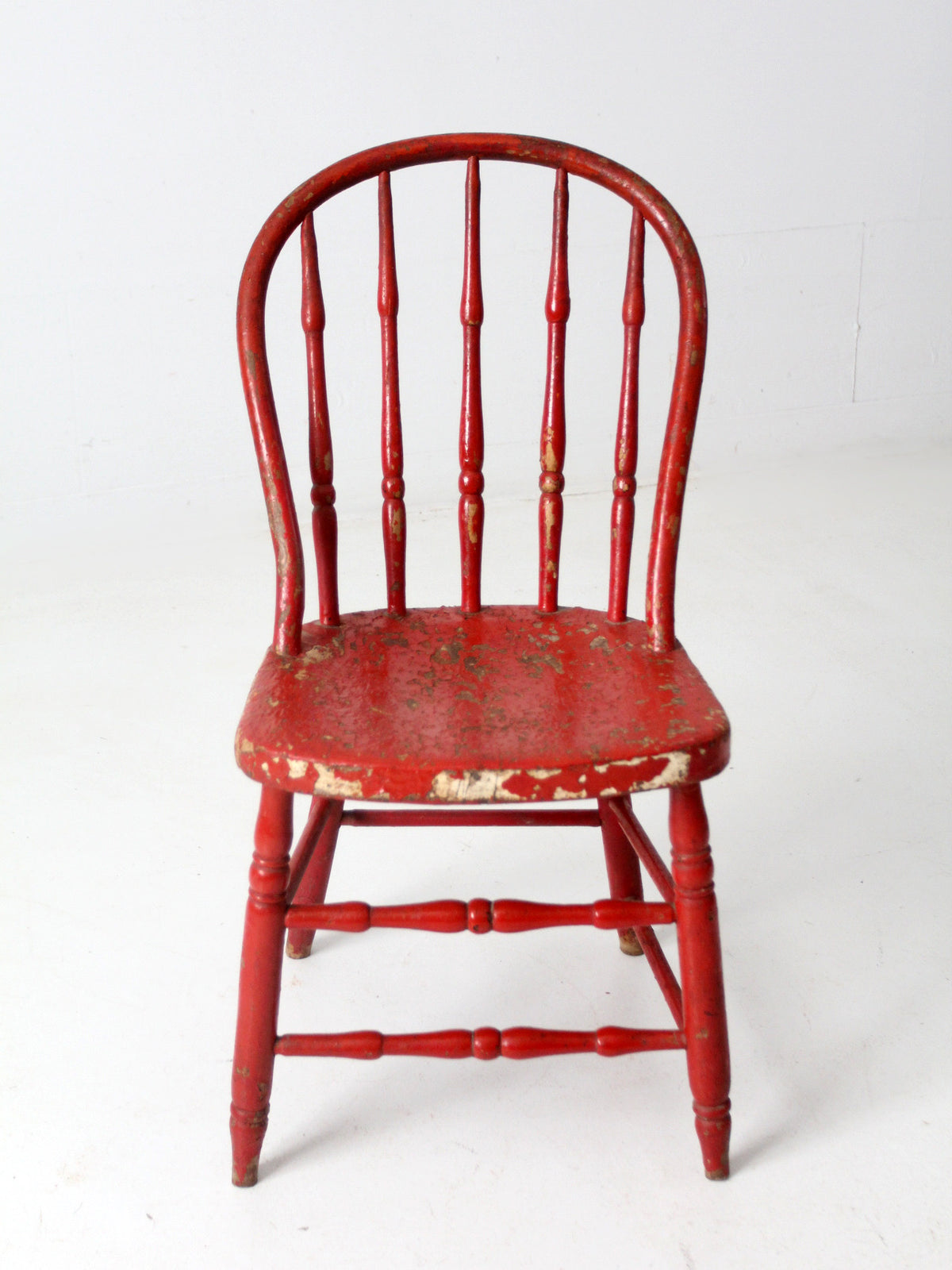 antique red spindle back chair – 86 Vintage