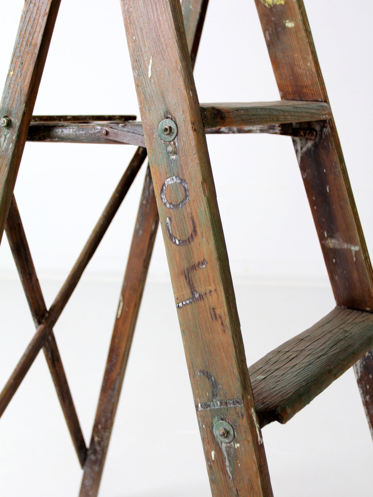 vintage green wood ladder – 86 Vintage