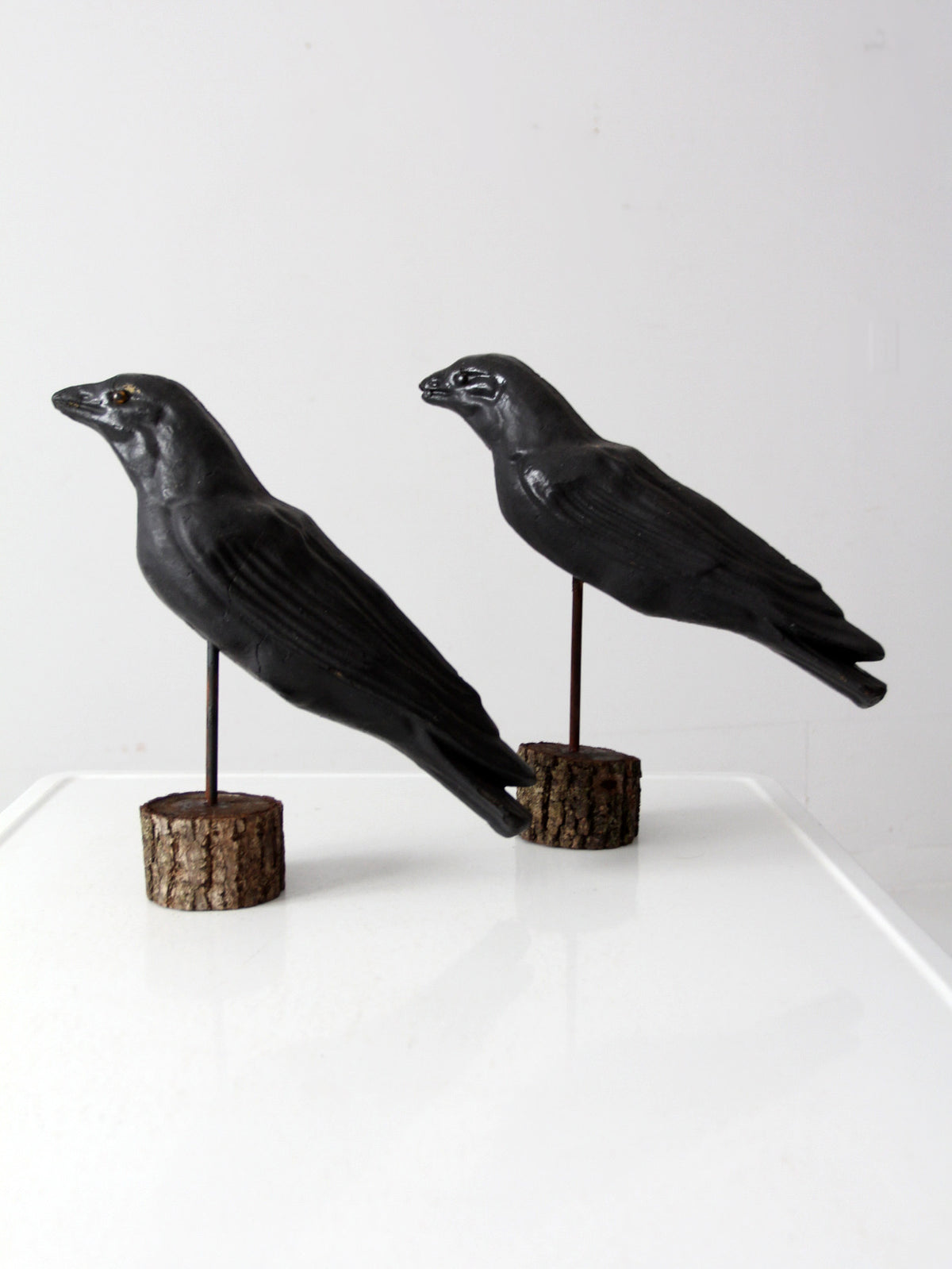 vintage crow decoys pair – 86 Vintage