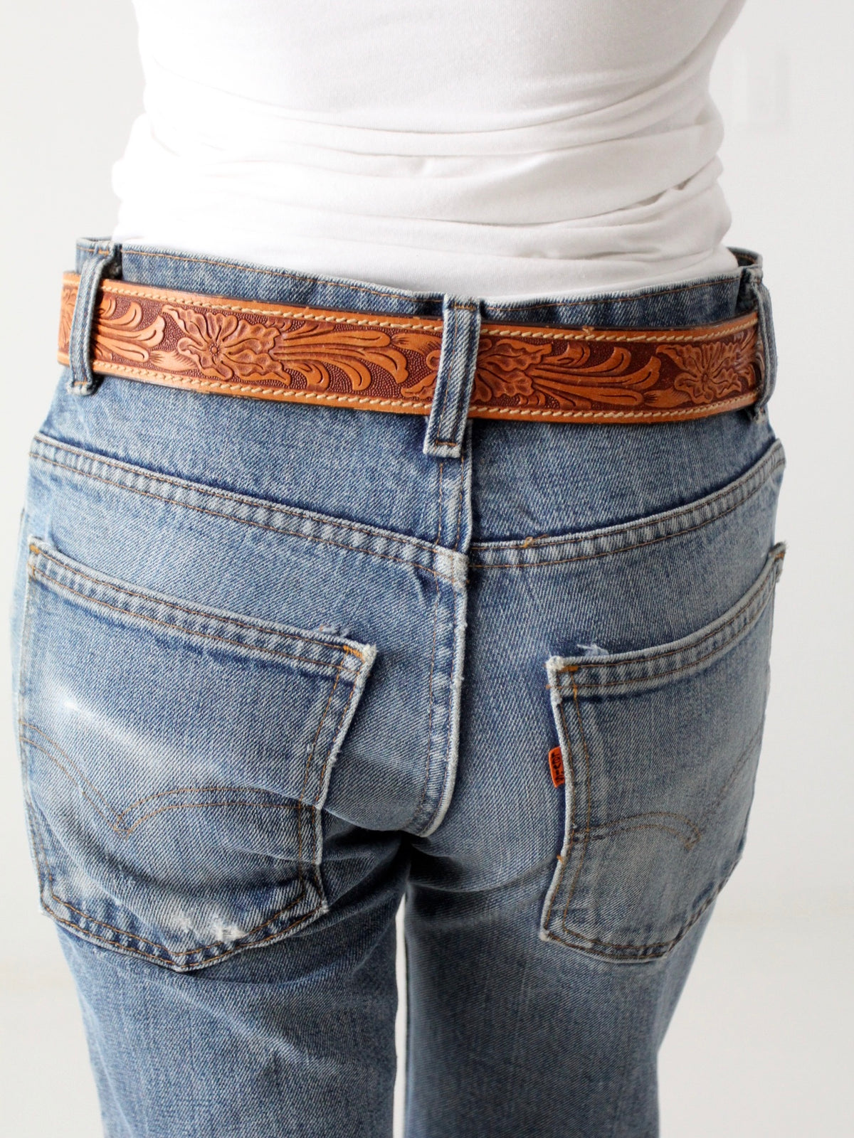 vintage 70s tooled leather belt – 86 Vintage