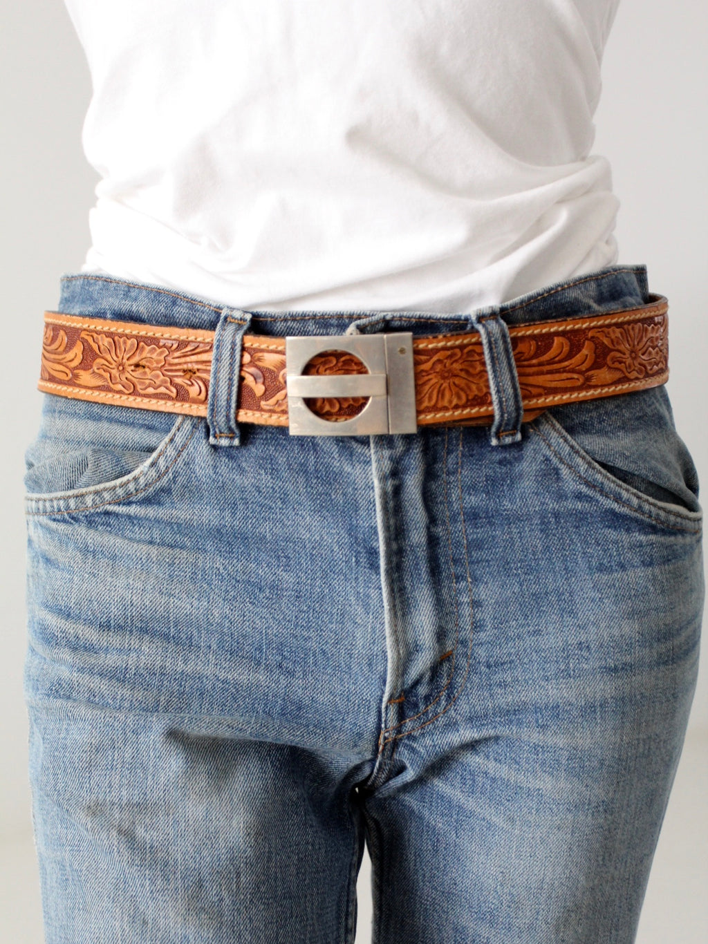 vintage 70s tooled leather belt – 86 Vintage
