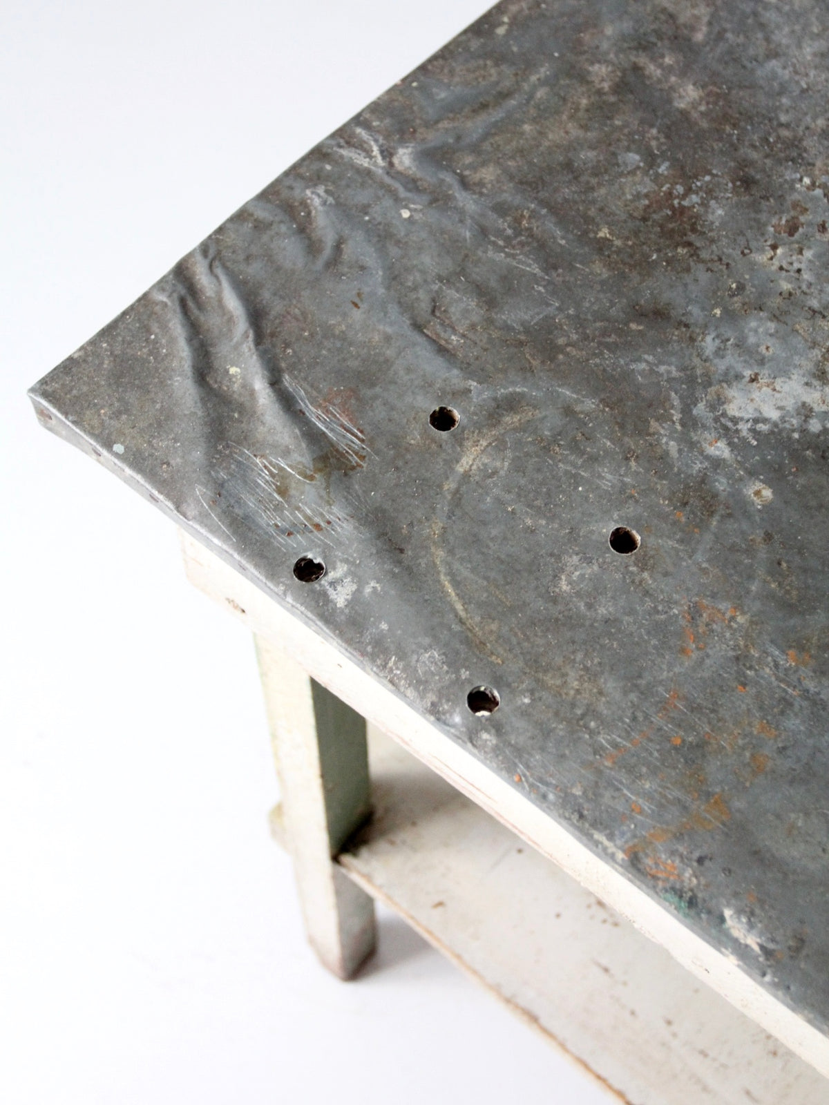 antique table with galvanized top – 86 Vintage