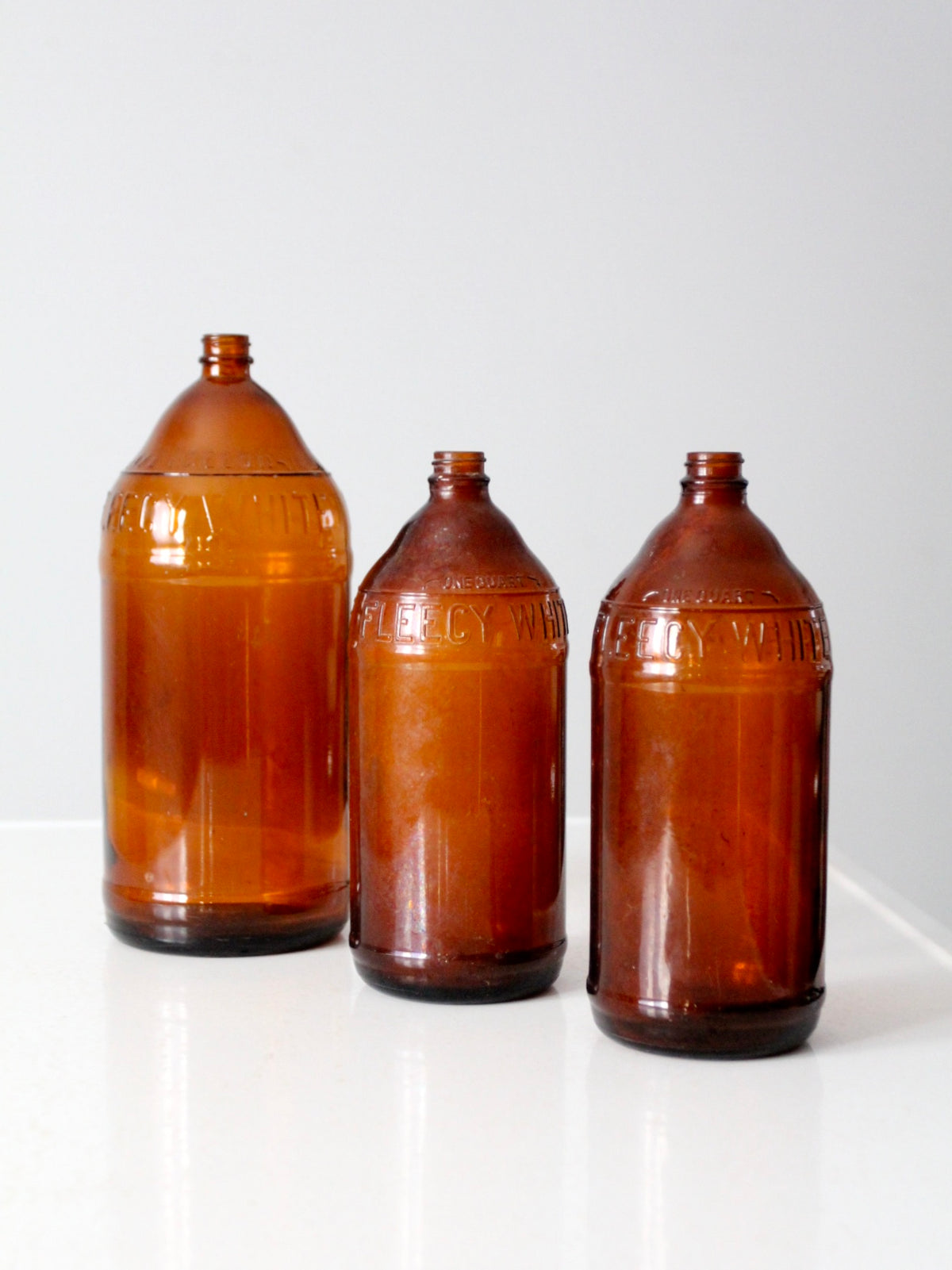 antique brown glass bottles set/3 – 86 Vintage