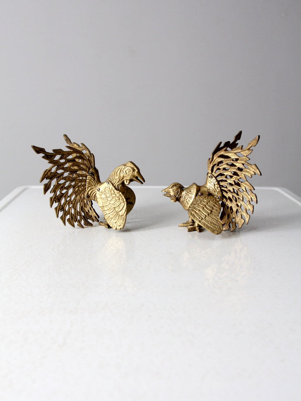mid-century brass rooster pair – 86 Vintage
