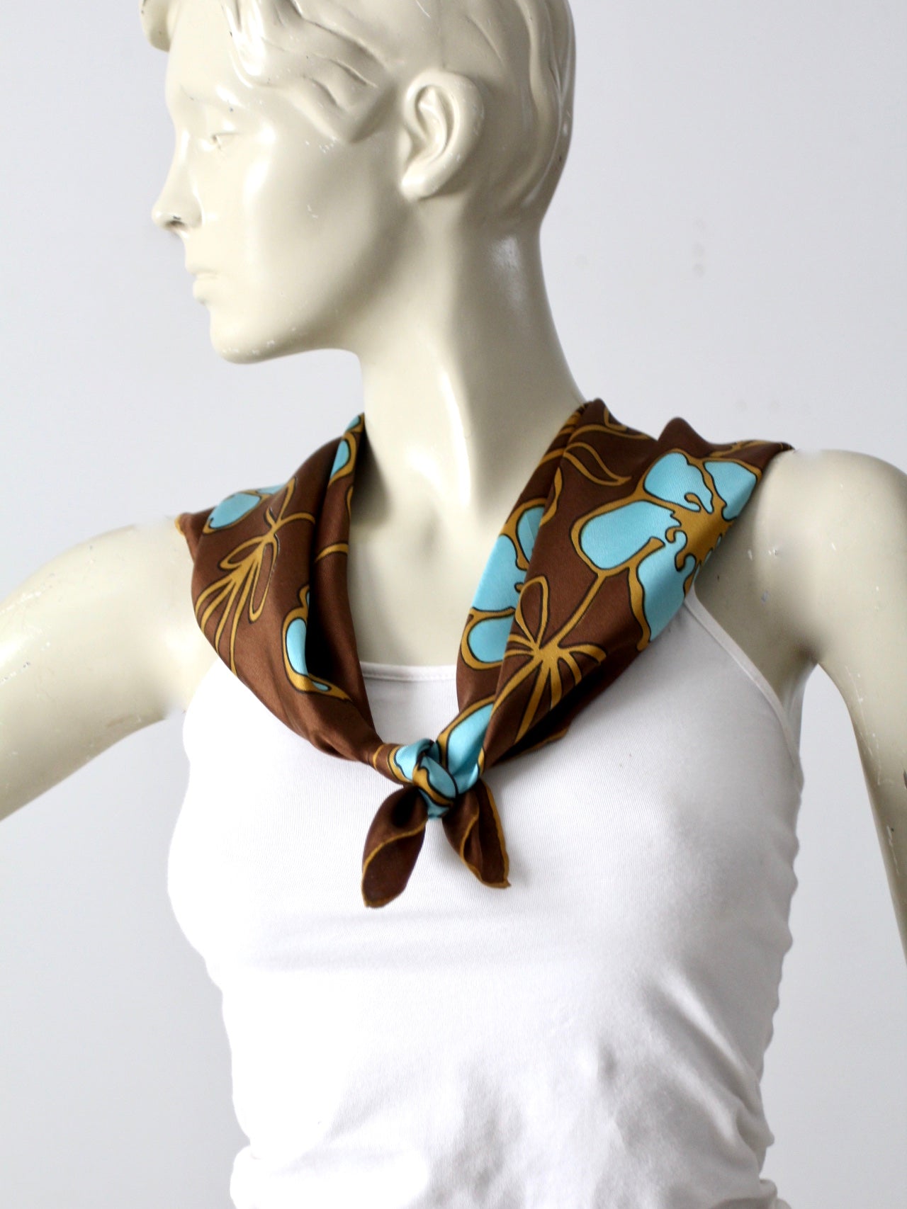 vintage 70s floral silk scarf – 86 Vintage